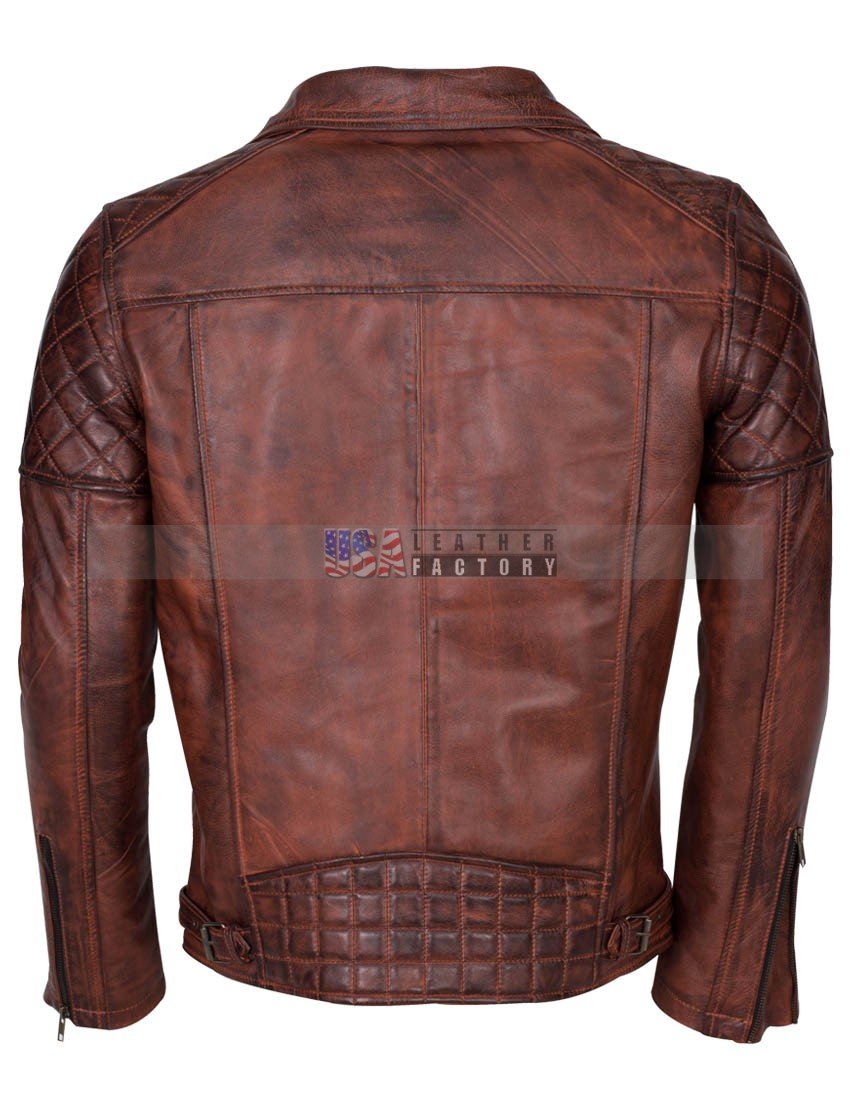 Brando Vintage Motorcycle Leather Jacket for Men - USA Leather Factory