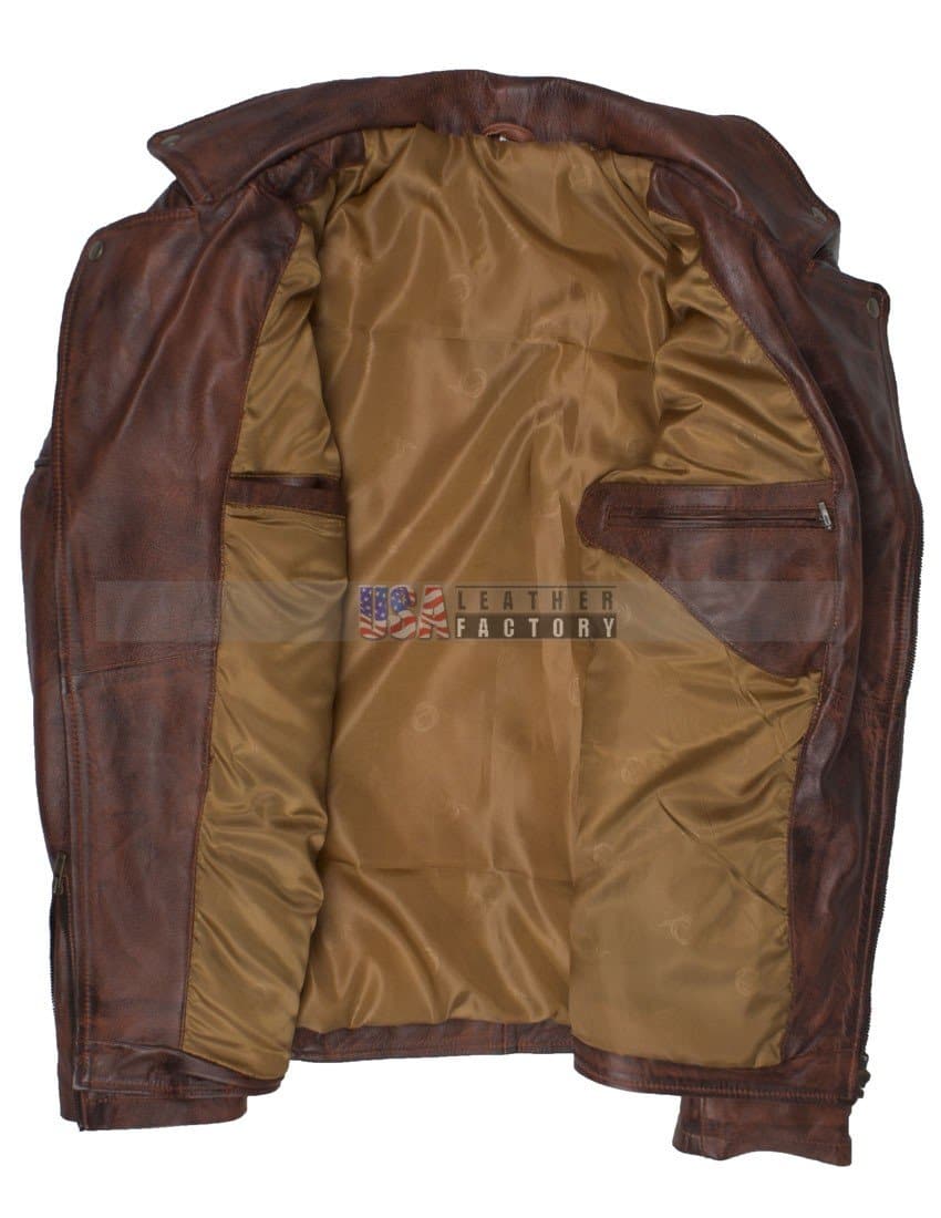 Brando Vintage Motorcycle Leather Jacket for Men - USA Leather Factory