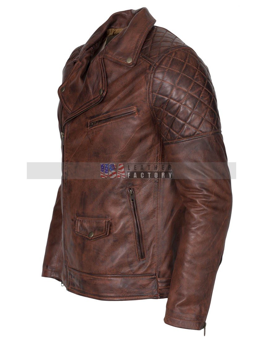Brando Vintage Motorcycle Leather Jacket for Men - USA Leather Factory
