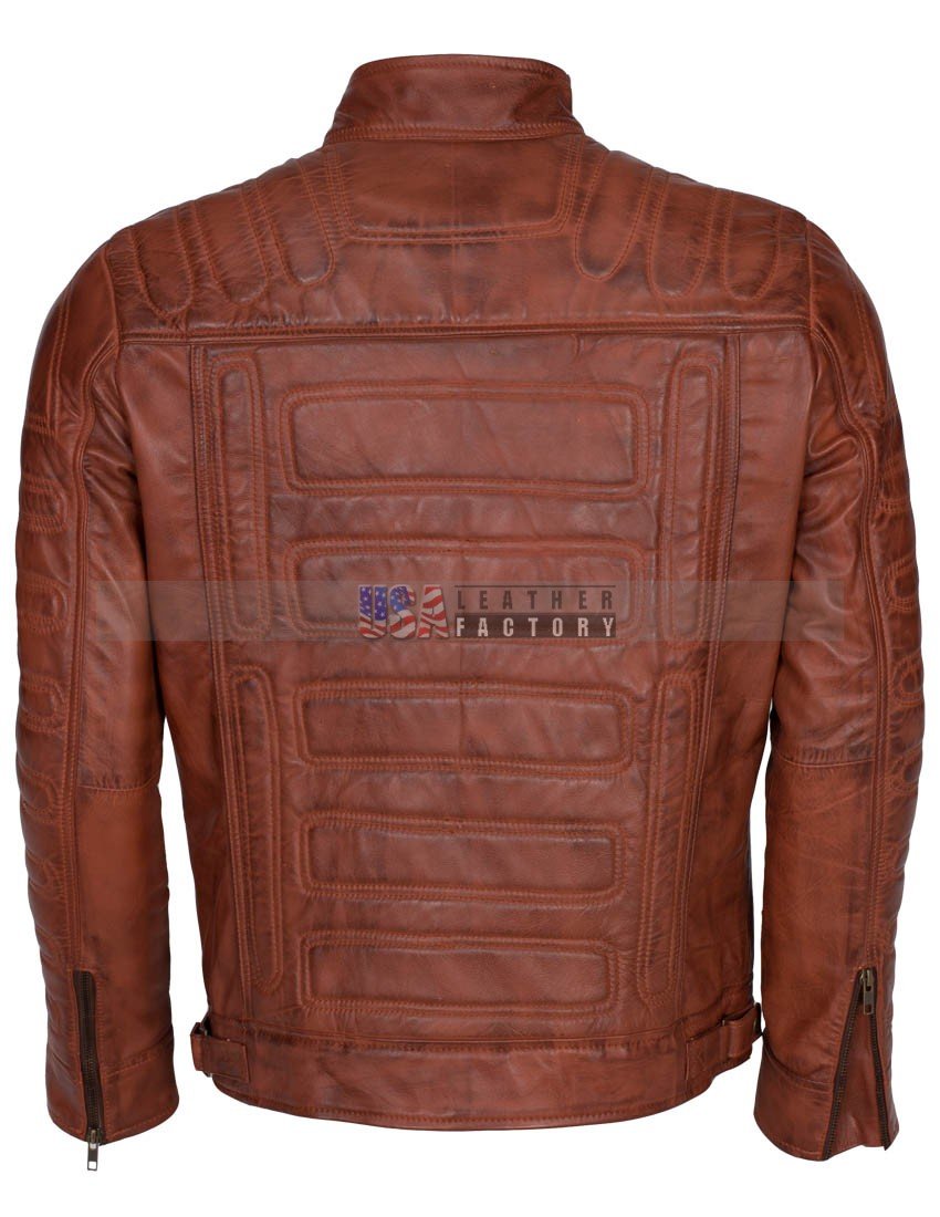 Men Padded Vintage Biker Leather Jacket - USA Leather Factory
