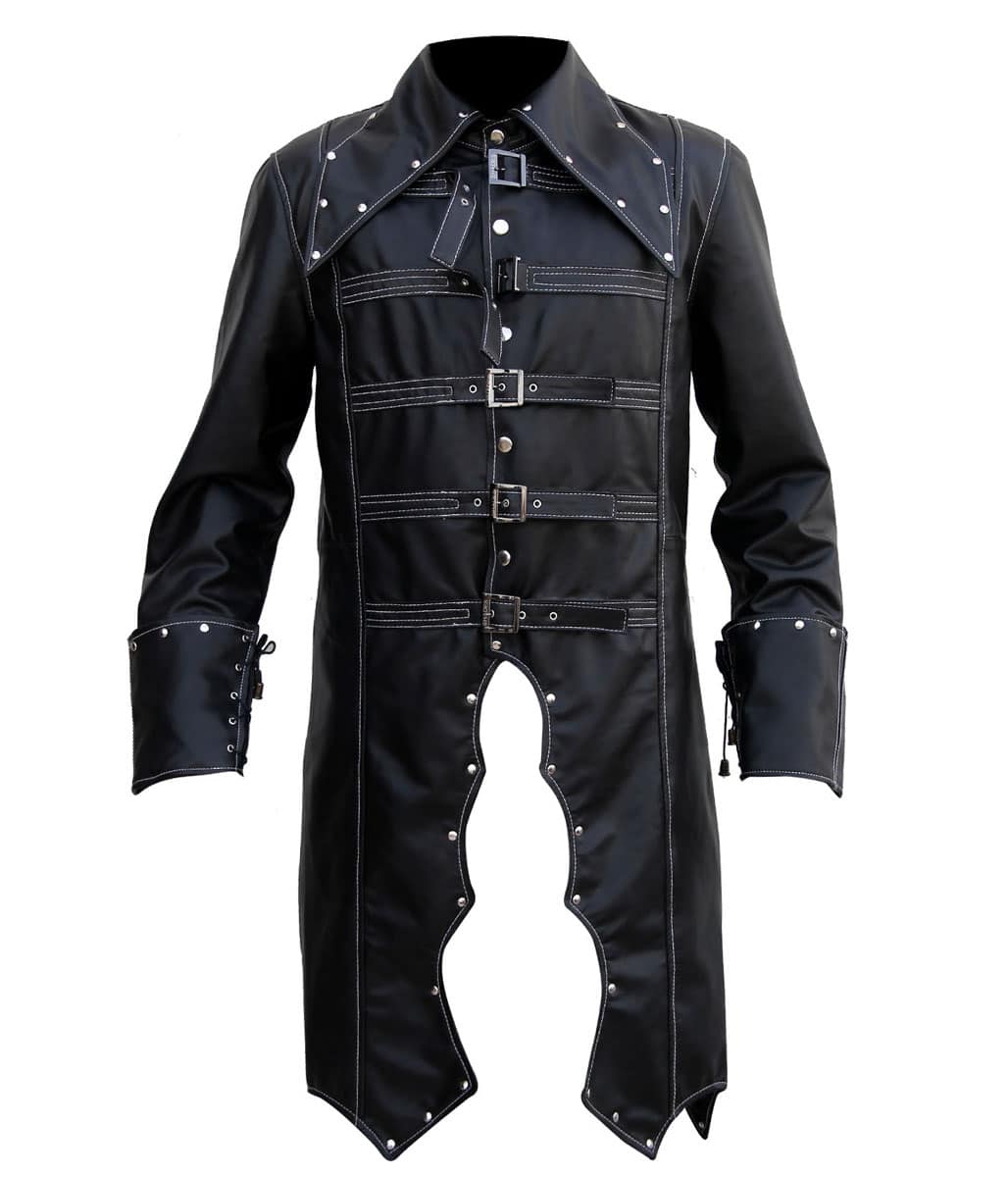 Mens Gothic Leather Coat Halloween Costume - USA Leather Factory