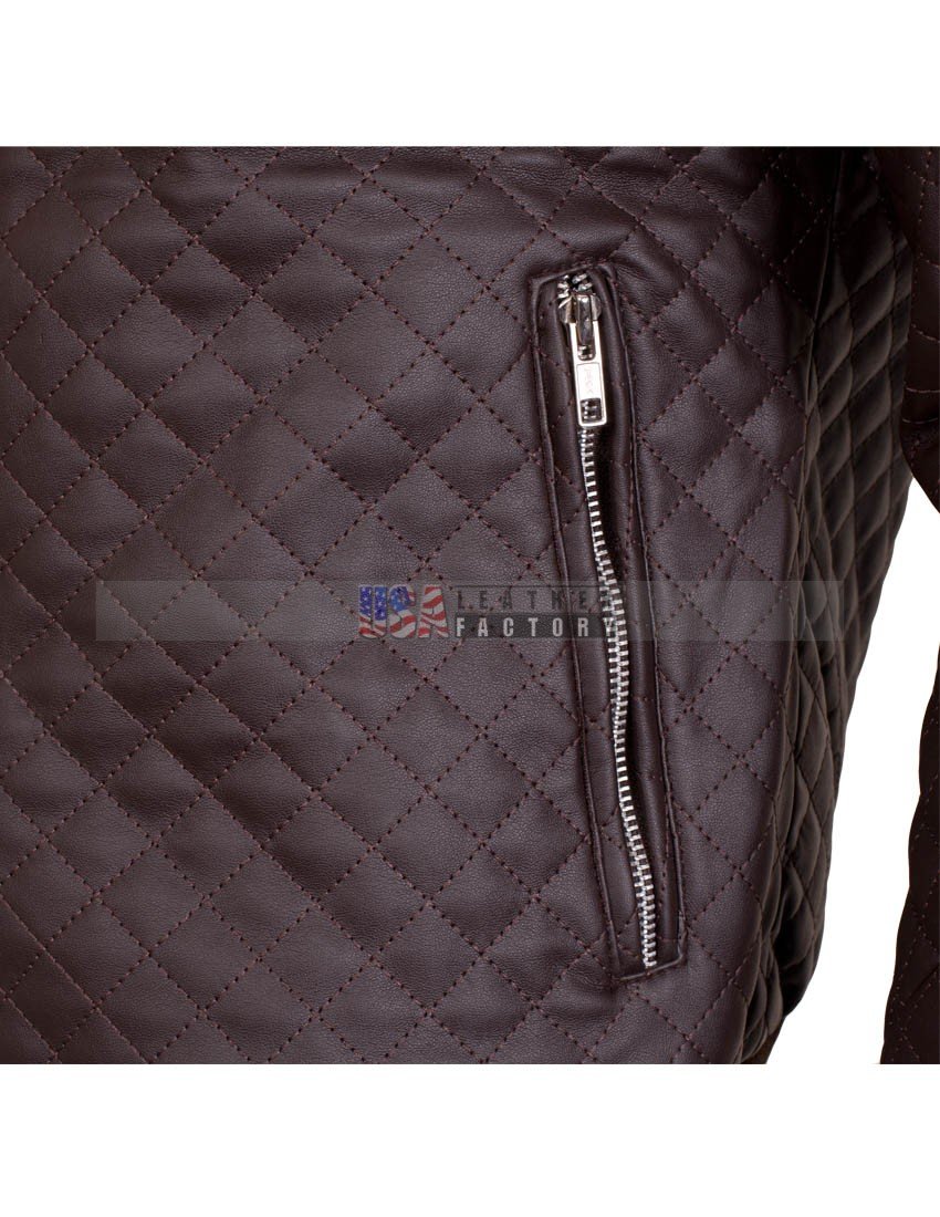 Brown Slim fit leather Jacket | Designers Men's Brown Embroidered Jacket