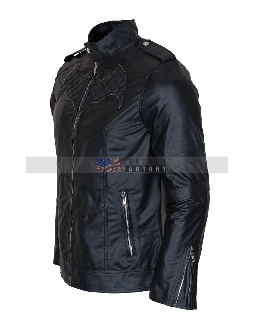 Batman Beyond Leather Jacket | Batman Logo Black Jacket for Men