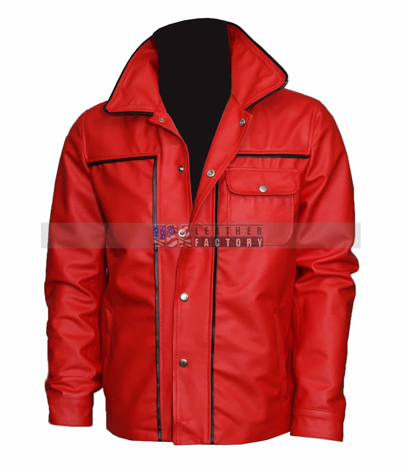Red Vintage Leather Jacket for Men's - USA Leather Factory