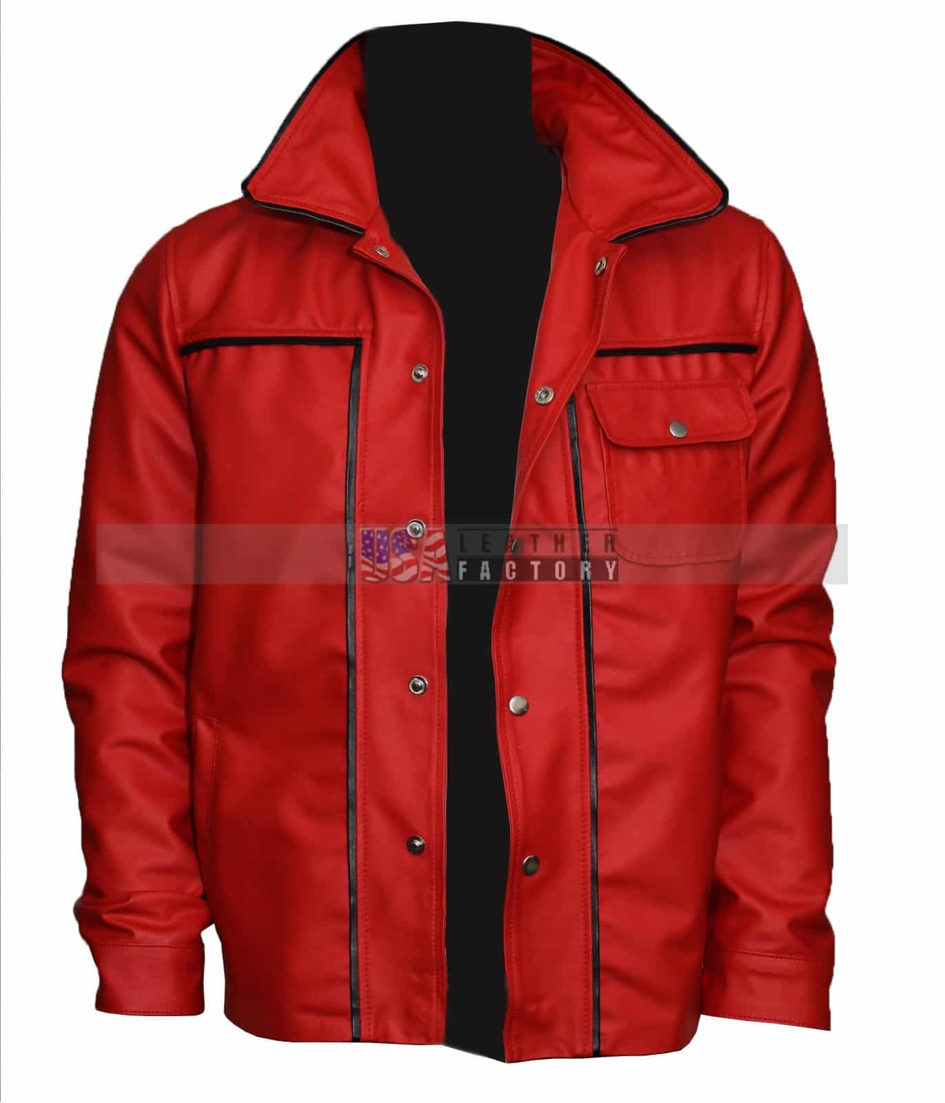 Red Vintage Leather Jacket for Men's - USA Leather Factory