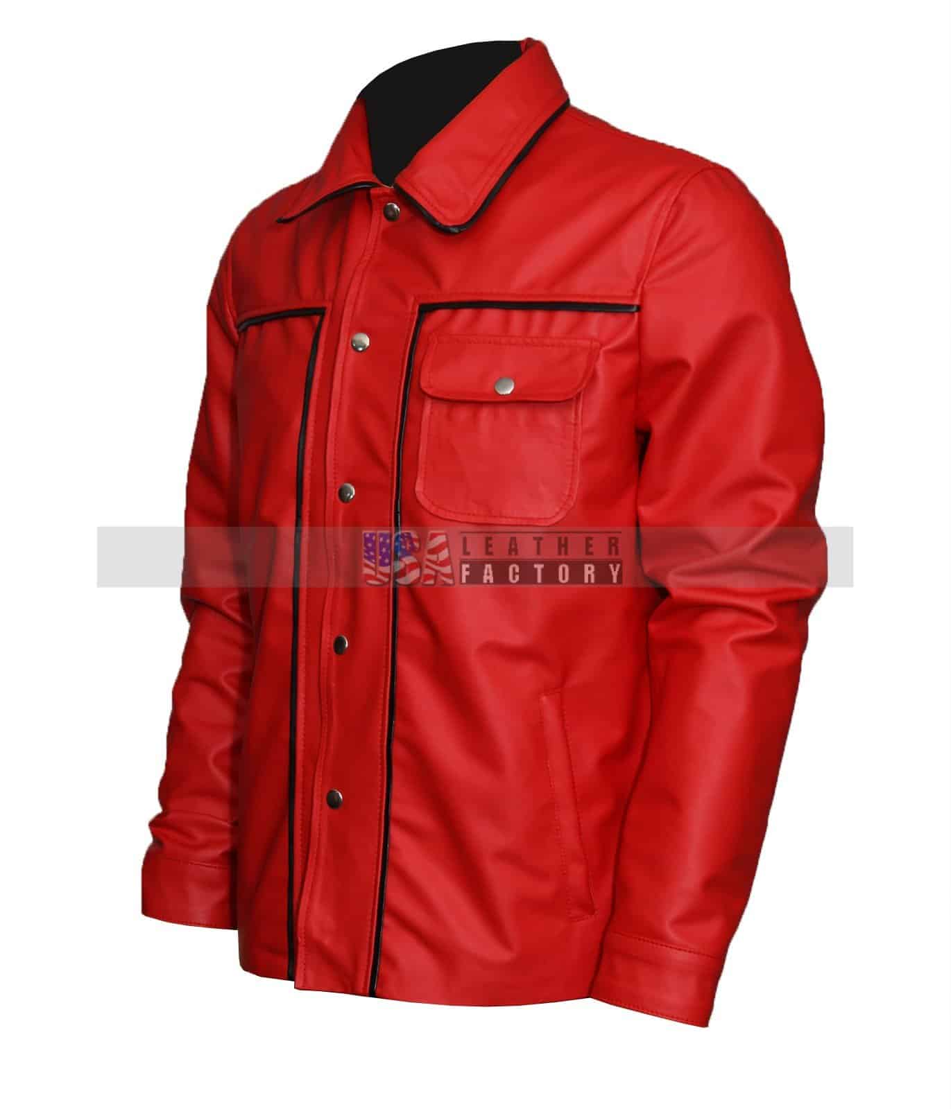 Red Vintage Leather Jacket for Men's - USA Leather Factory