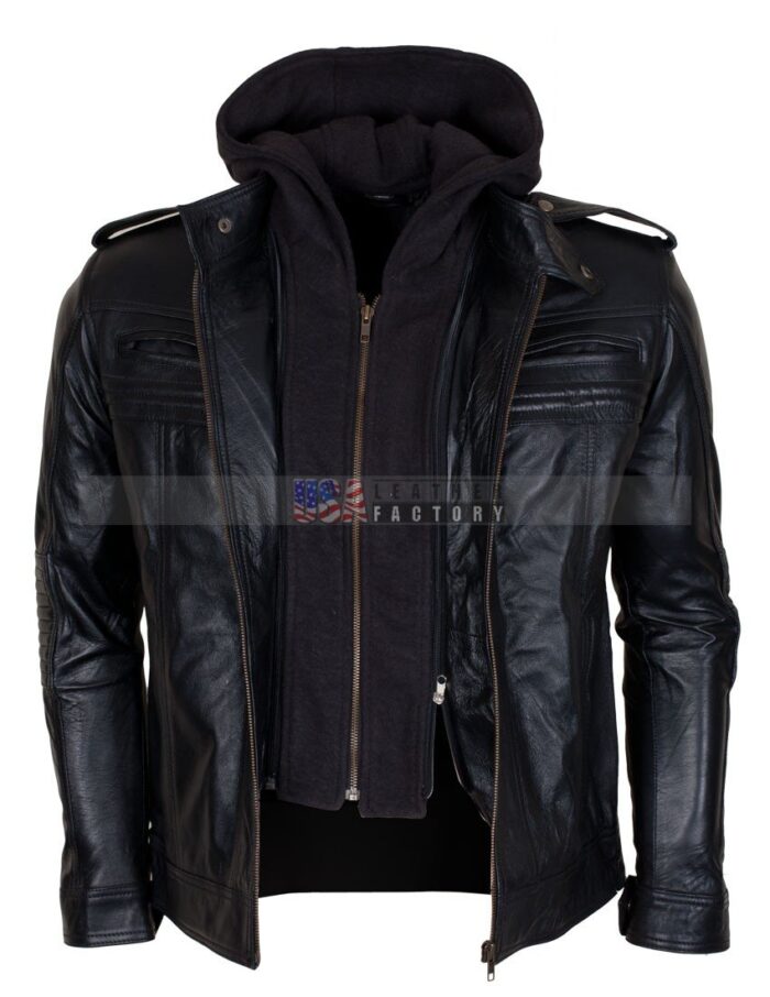 TNA AJ Leather Jacket | Biker leather Hoodie TNA AJ Style Jacket