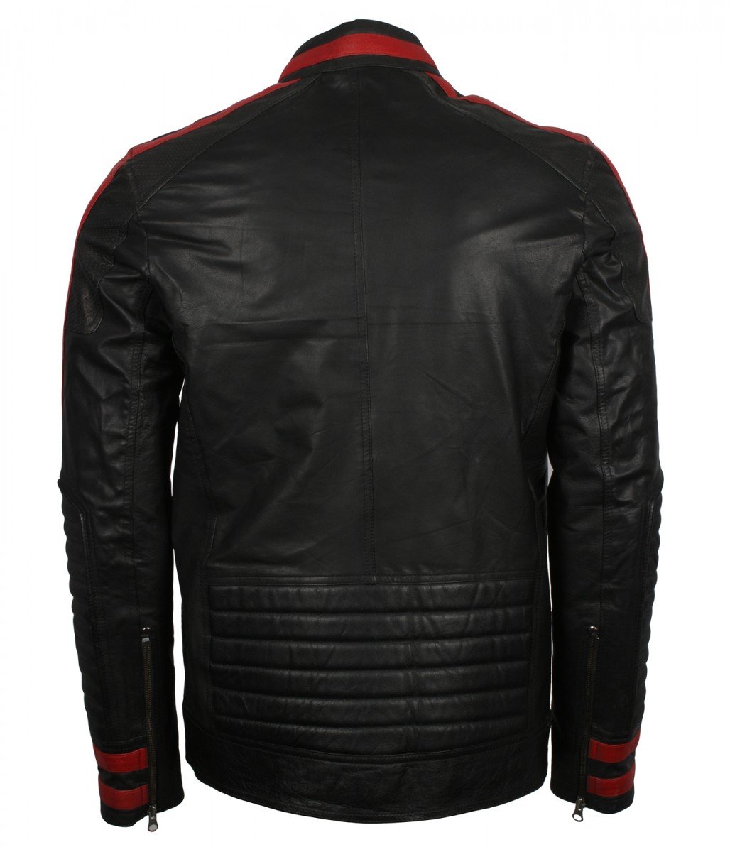 Cafe Racer Leather jacket | Red and Black Cafe Racer Leather jacket