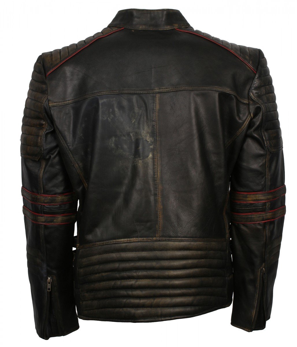 Vintage Retro Black Jacket | Men's Retro Distressed Leather Jacket