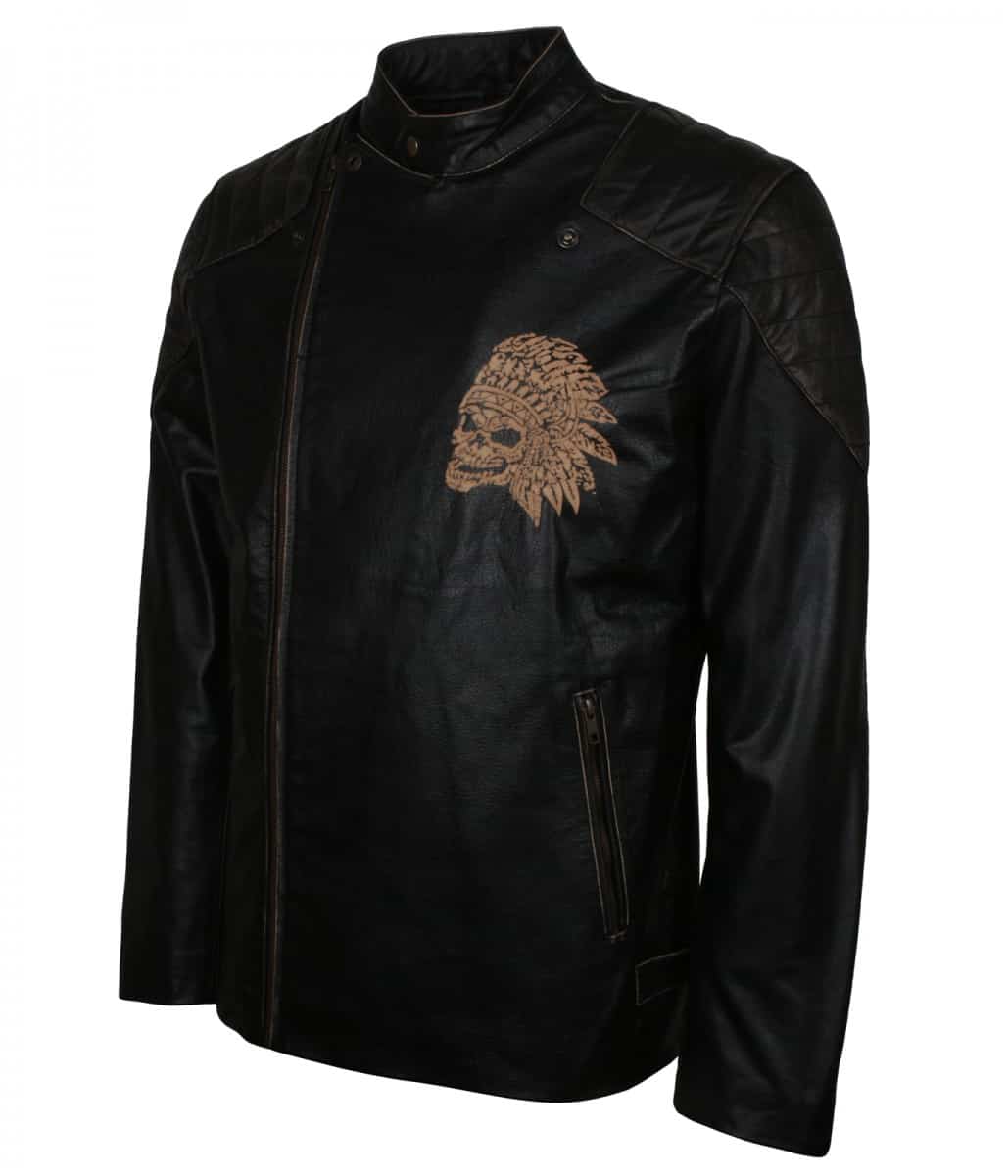 Apache Black Biker Jacket | Mens Motorcycle Quilted Biker Leather Jacket