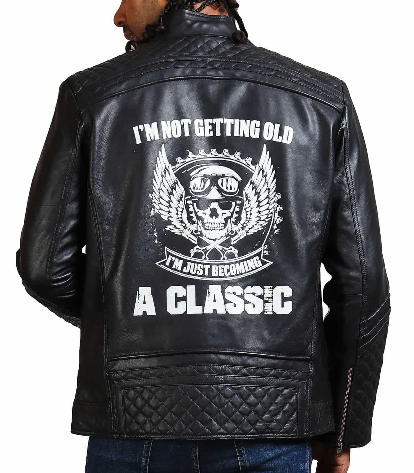 Classic Black Quilted Biker Leather Jacket | USA Leather Factory