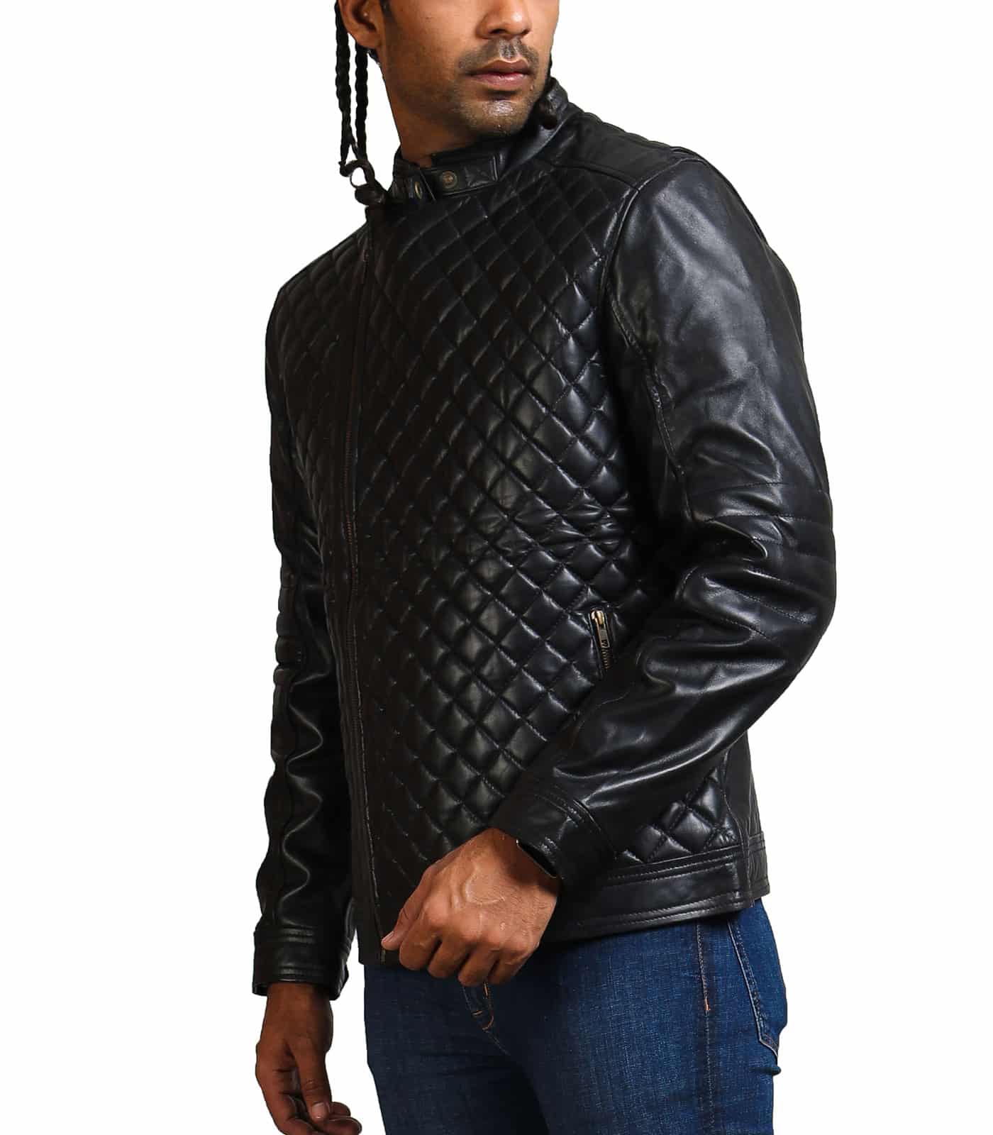 Buy Diamond Quilted Black Fashion Jacket for Men | USA Leather Factory