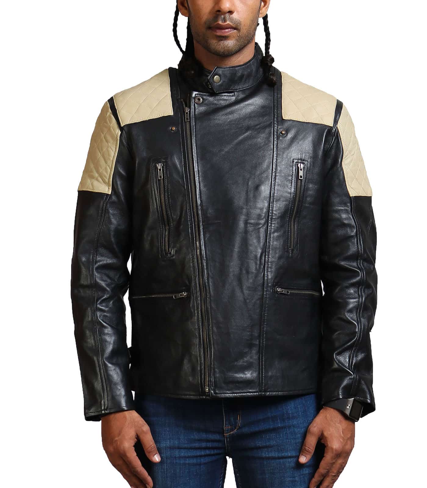 Black Brando Fashion Biker Leather Jacket For Men's | USA Leather Factory