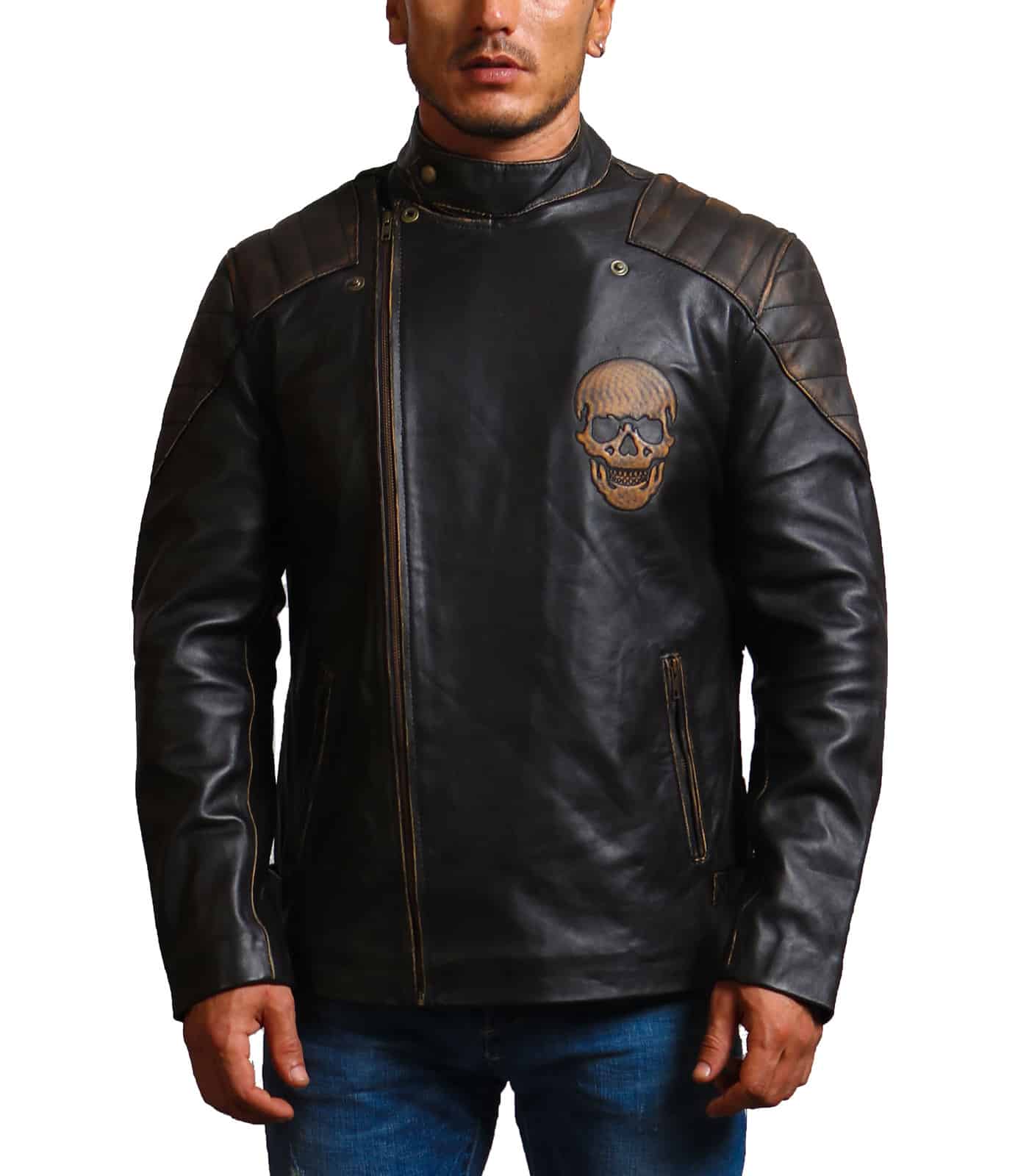 Buy Ride Skull Motorcycle Cowhide Leather Jacket | USA