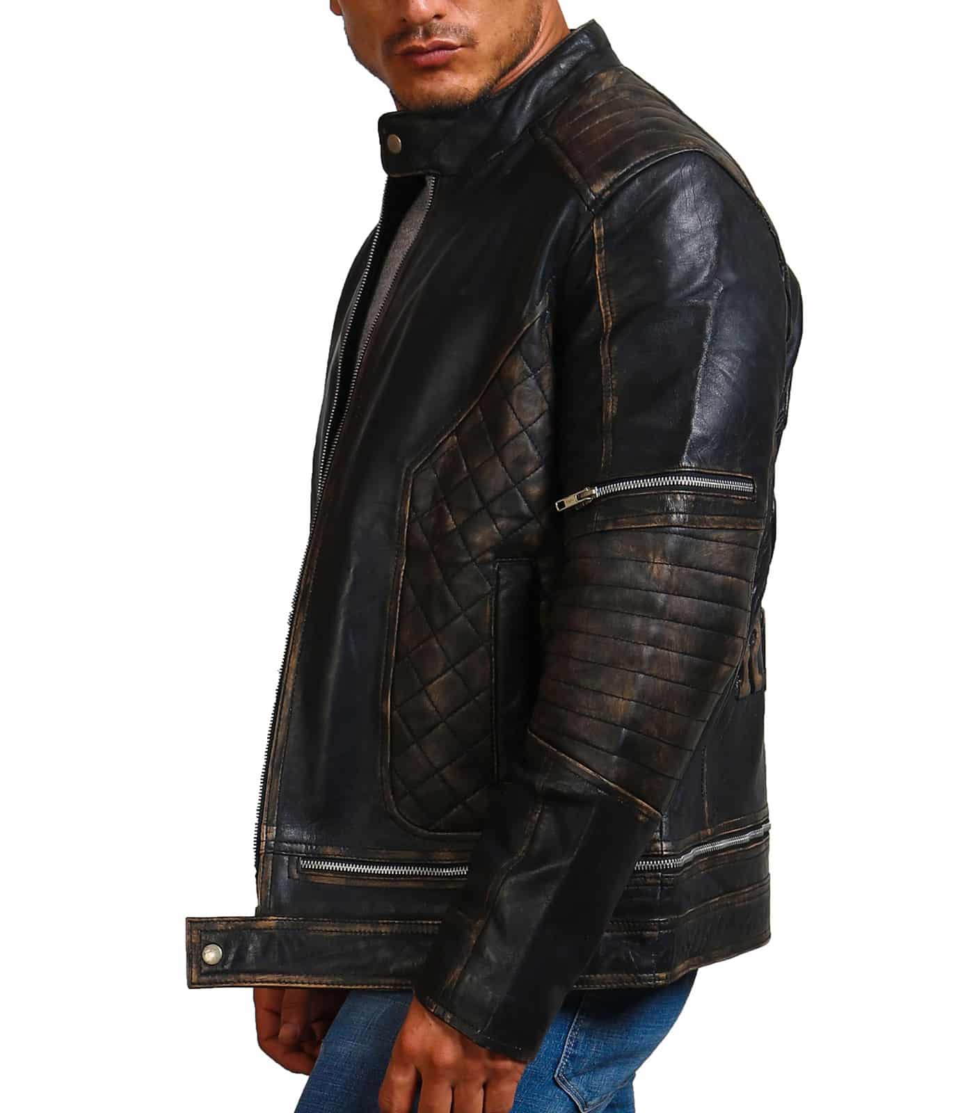 Skull Black Zipper Biker Jacket | USA Leather Factory