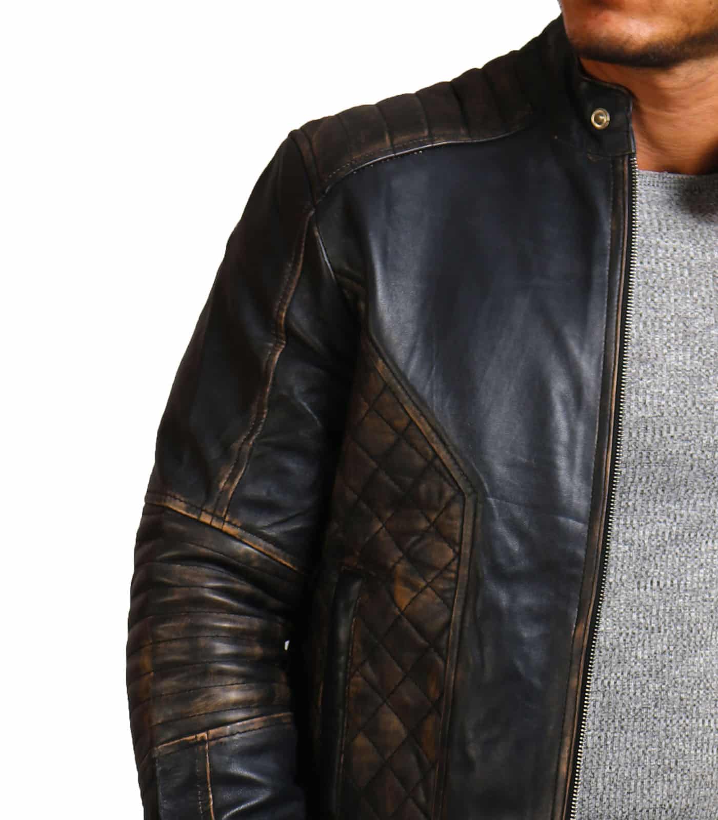 Skull Black Zipper Biker Jacket | USA Leather Factory