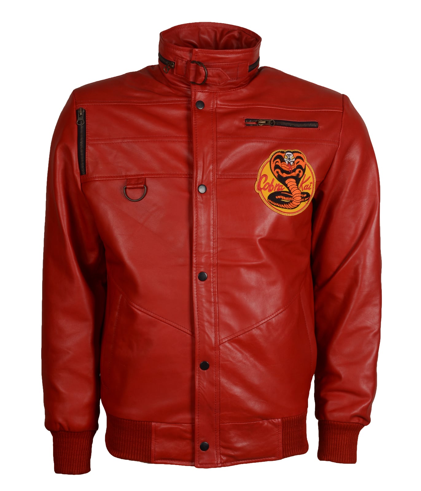 Men Snake Cobra Red Faux Leather Jacket - USA Leather Factory