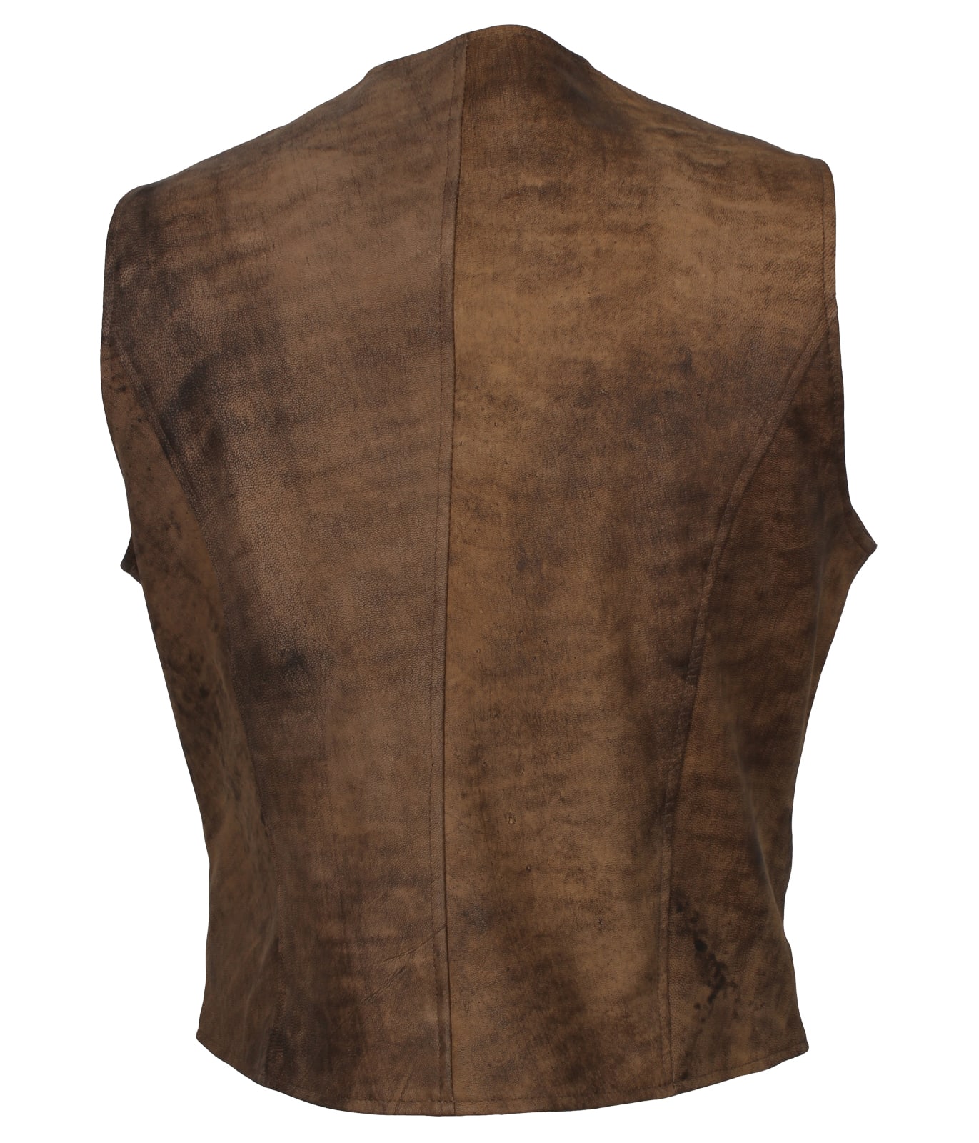 Men's Distressed Brown Biker Leather Vest - USA Leather Factory
