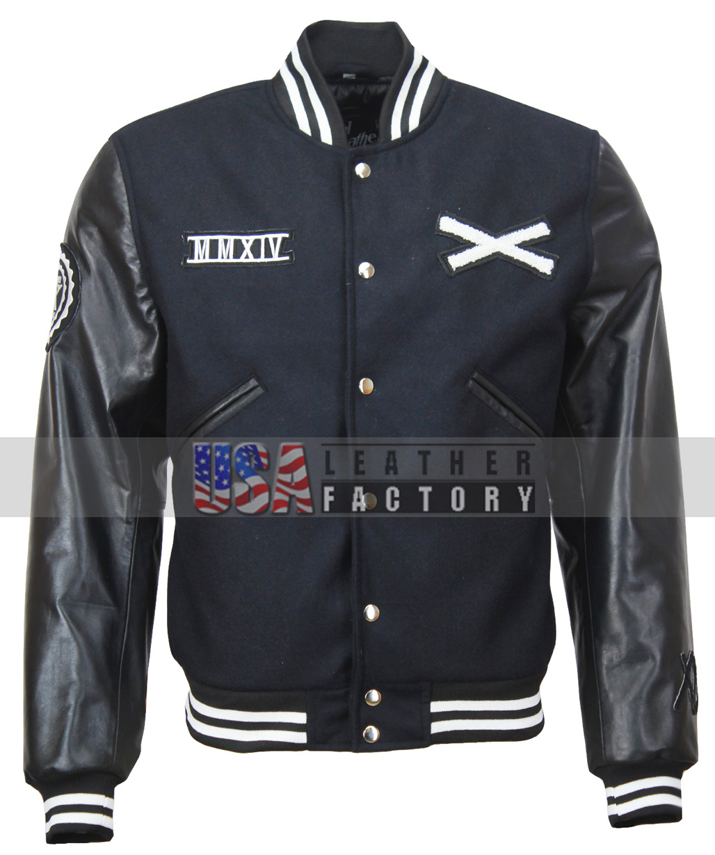 XO The Weekend Black Varsity Jacket - USA Leather Factory