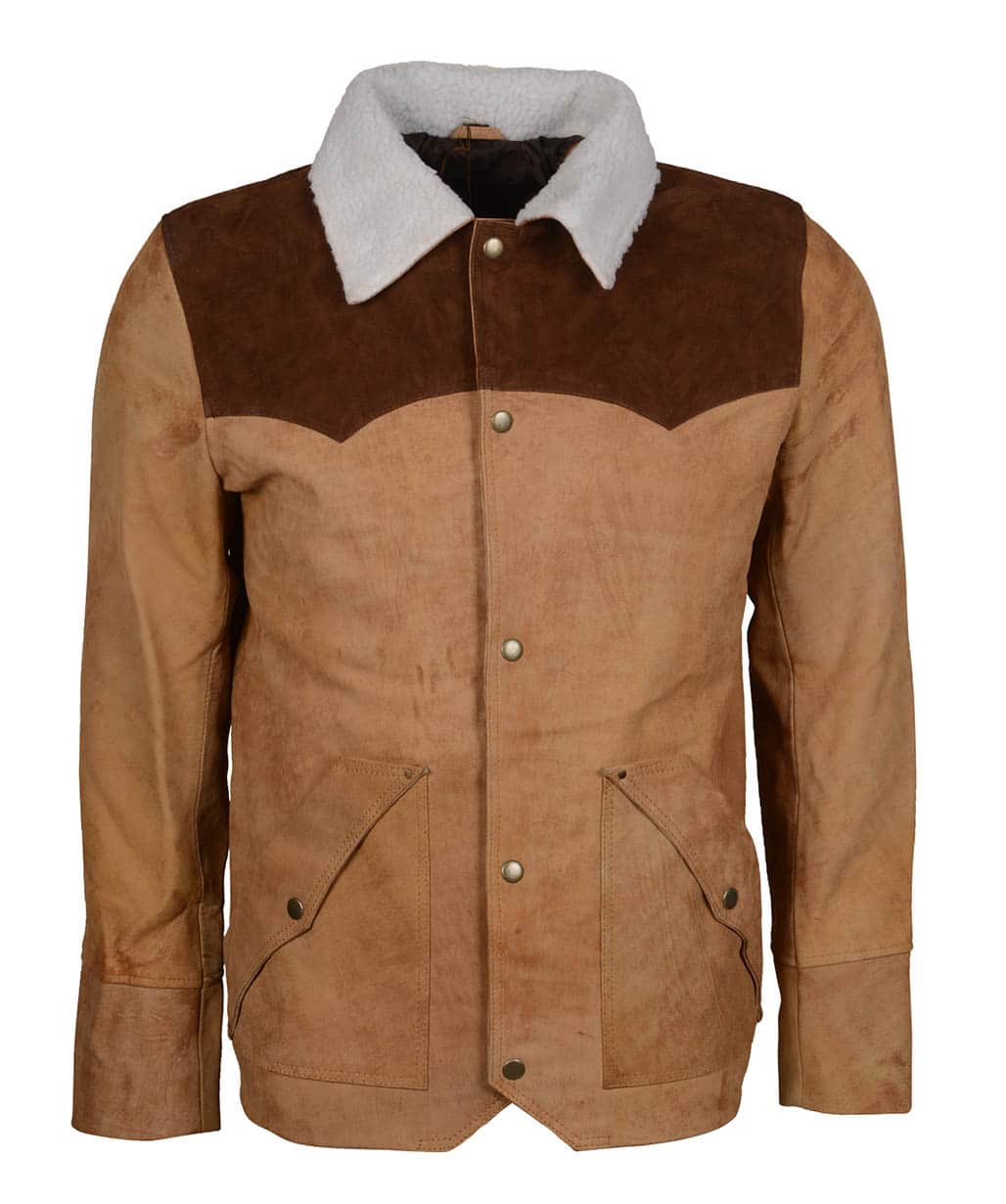 Yellowstone John Dutton Shearling Collar Leather Jacket