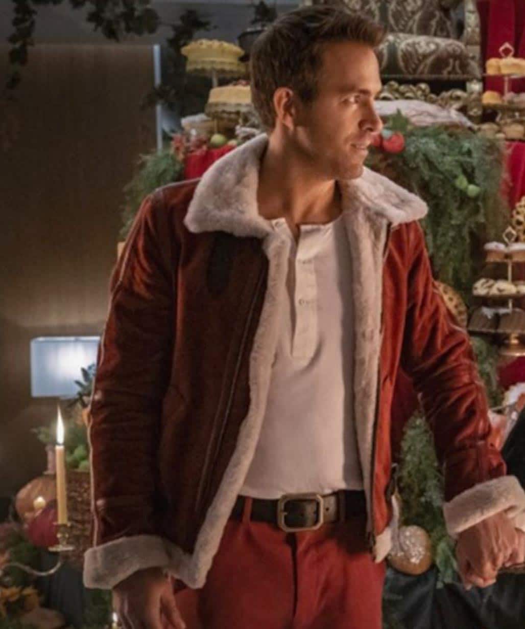 Ryan Reynolds Spirited Shearling Suede Leather Jacket