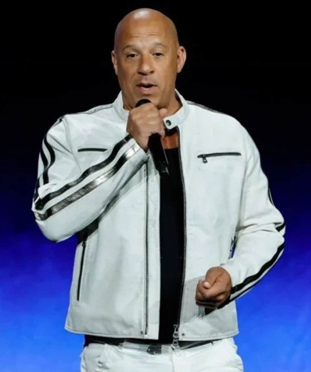 Vin Diesel Fast X Premiere White Leather Jacket