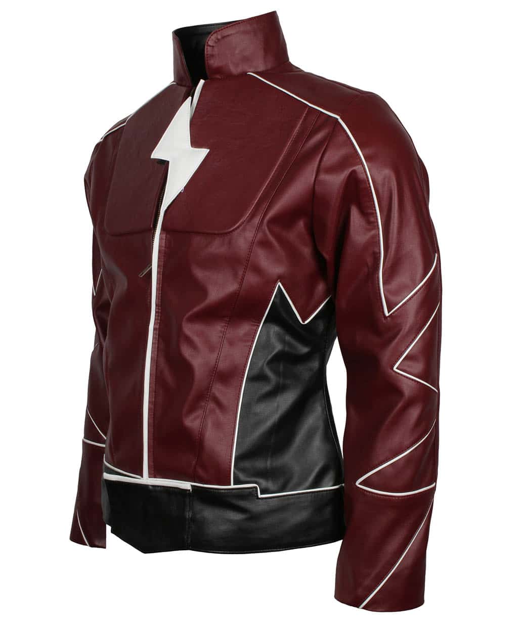 The Flash Barry Allen Maroon Leather Jacket Costume