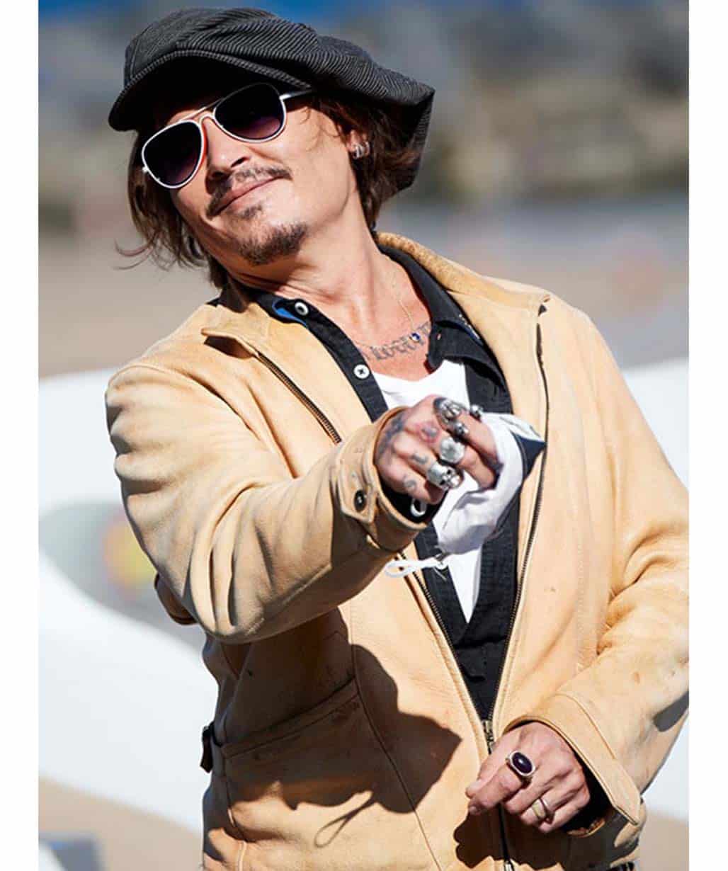 Johnny Depp Beige Leather Jacket - USA Leather Factory