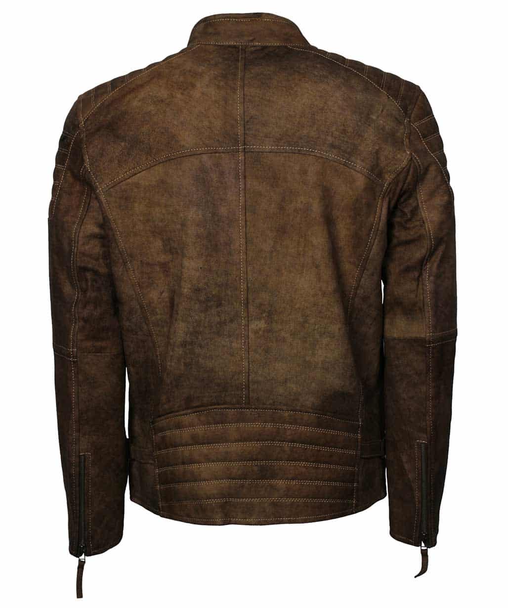 Men Cafe Racer Distressed Leather Jacket - USA Leather Factory