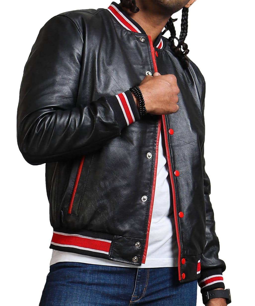 Shop Men's Black and Red Bomber Jacket