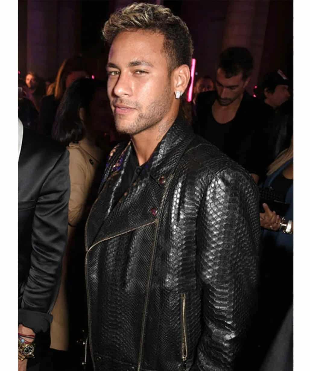 Neymar Phython Black Leather Jacket - USA Leather Factory