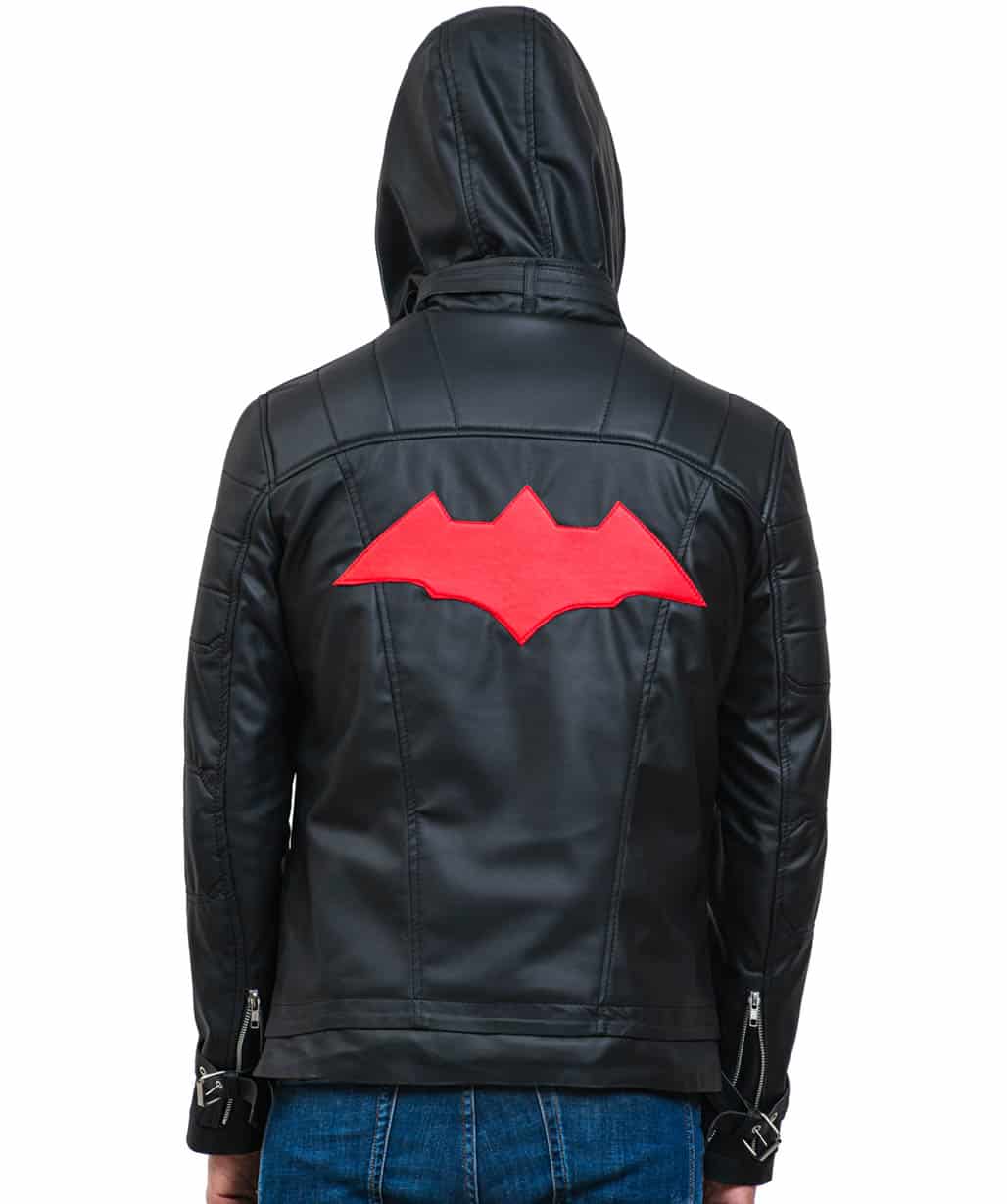 Batman Arkham Knight Redhood Black Leather Jacket - USA Leather Factory