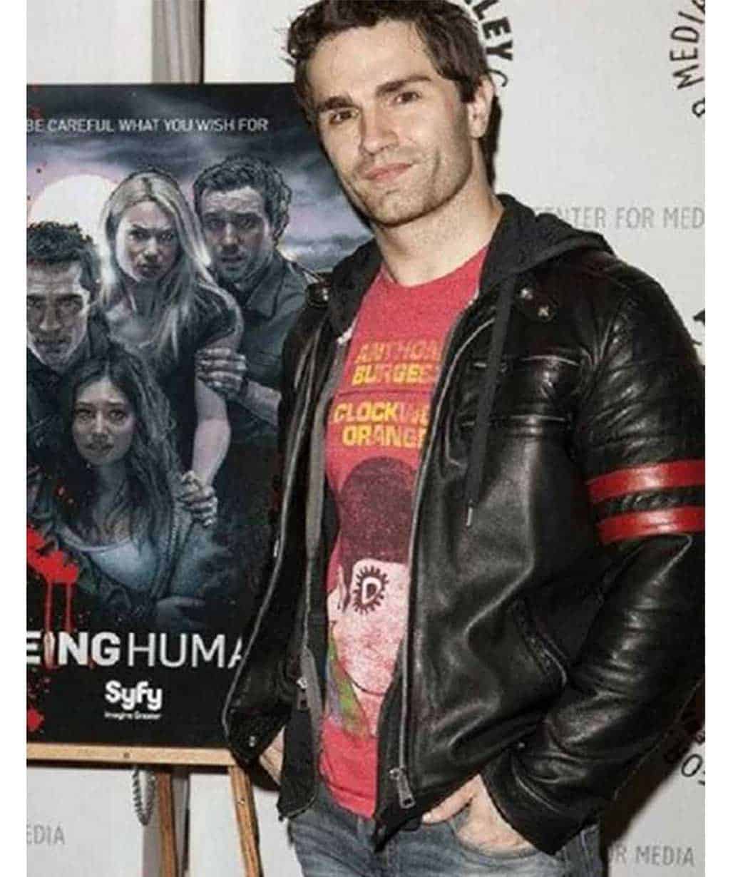 Sam Witwer Black Biker Leather Jacket