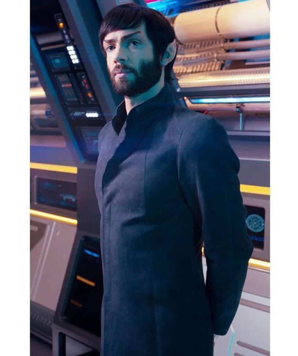 Ethan Peck Star Trek Discovery Spock Leather Coat - USA Leather Factory