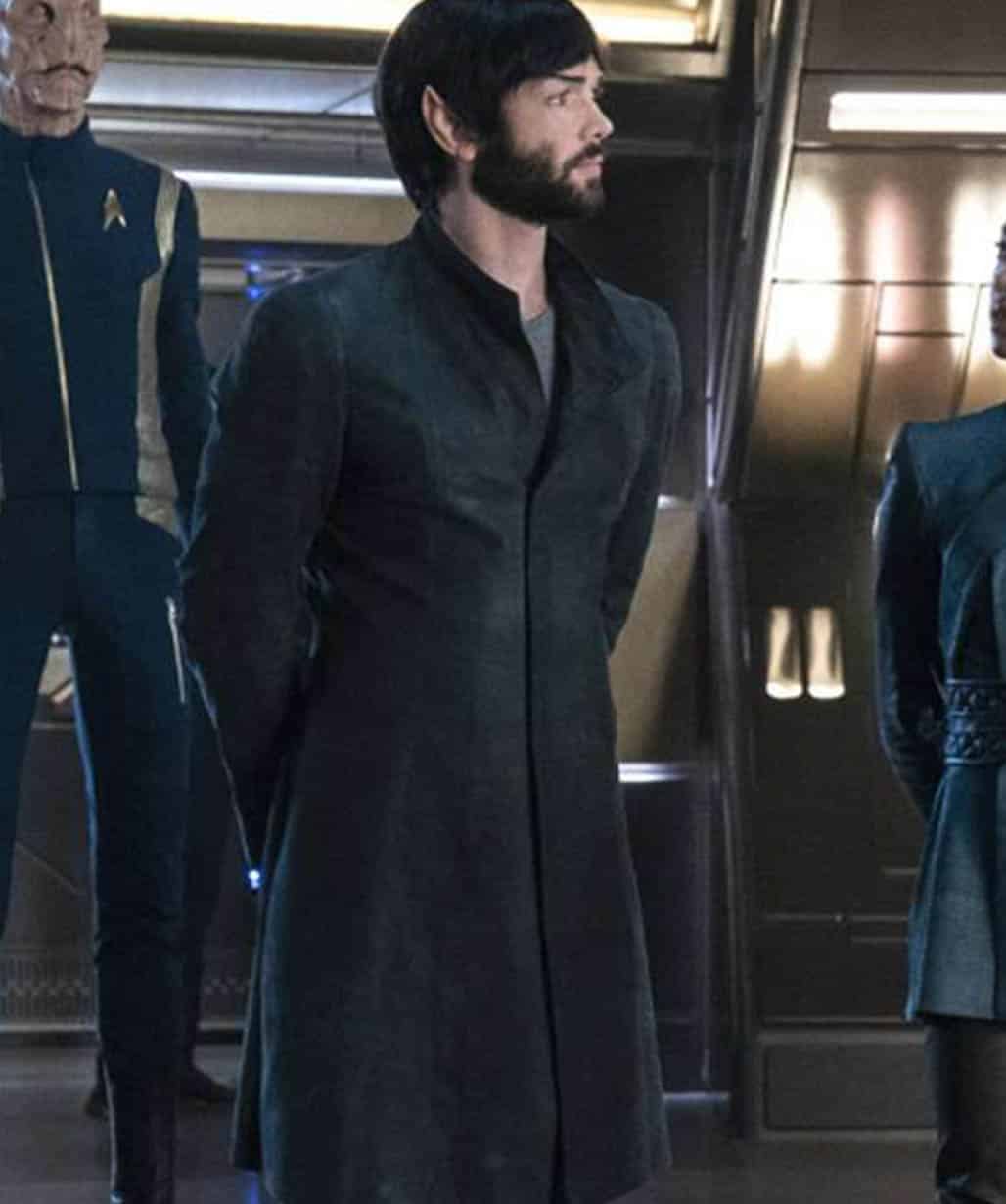Ethan Peck Star Trek Discovery Spock Leather Coat - USA Leather Factory
