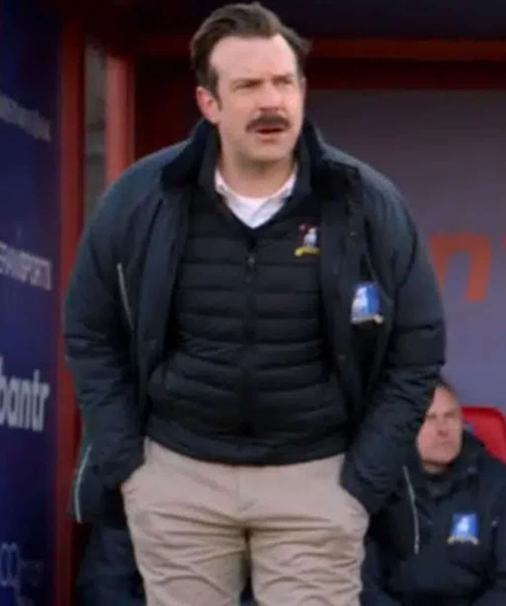 Ted Lasso Jason Sudeikis Black Track Coat - USA Leather Factory