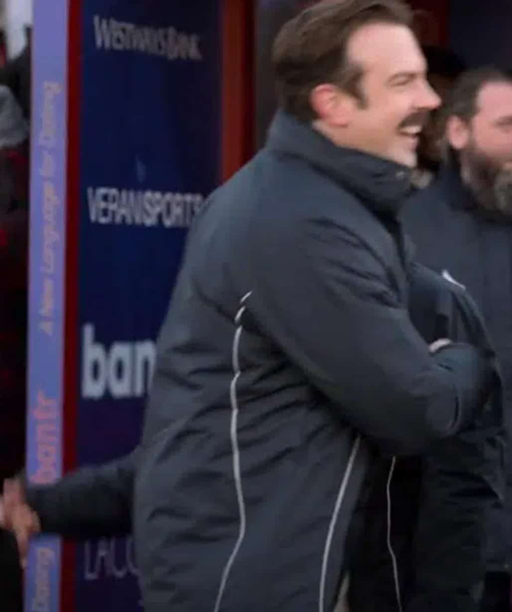 Ted Lasso Jason Sudeikis Black Track Coat - USA Leather Factory
