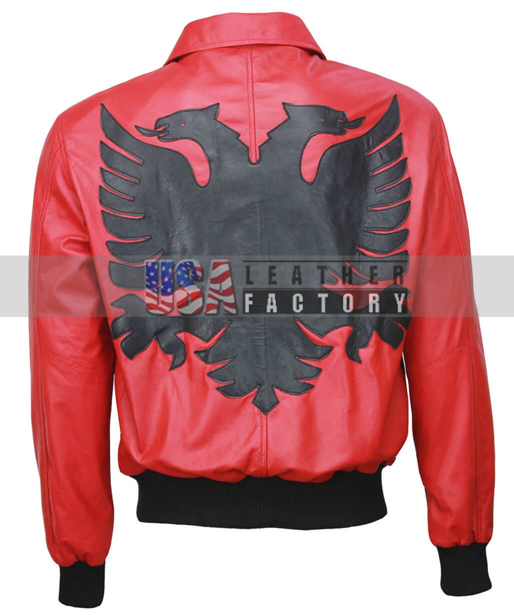 Drake Albanian Flag Red Leather Jacket