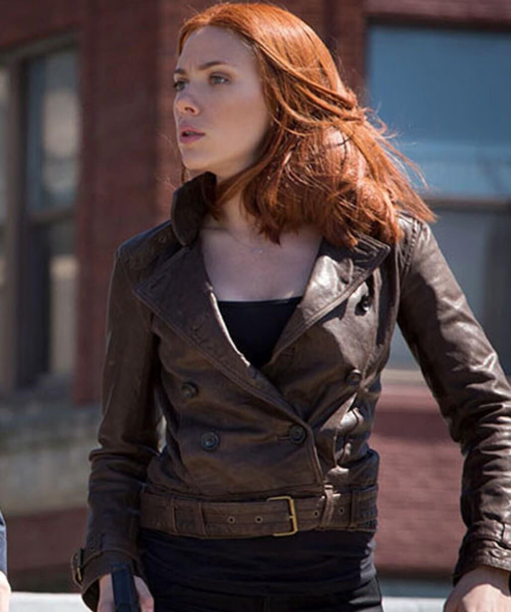 Captain America The Winter Soldier Black Widow Jacket - USA Leather Factory