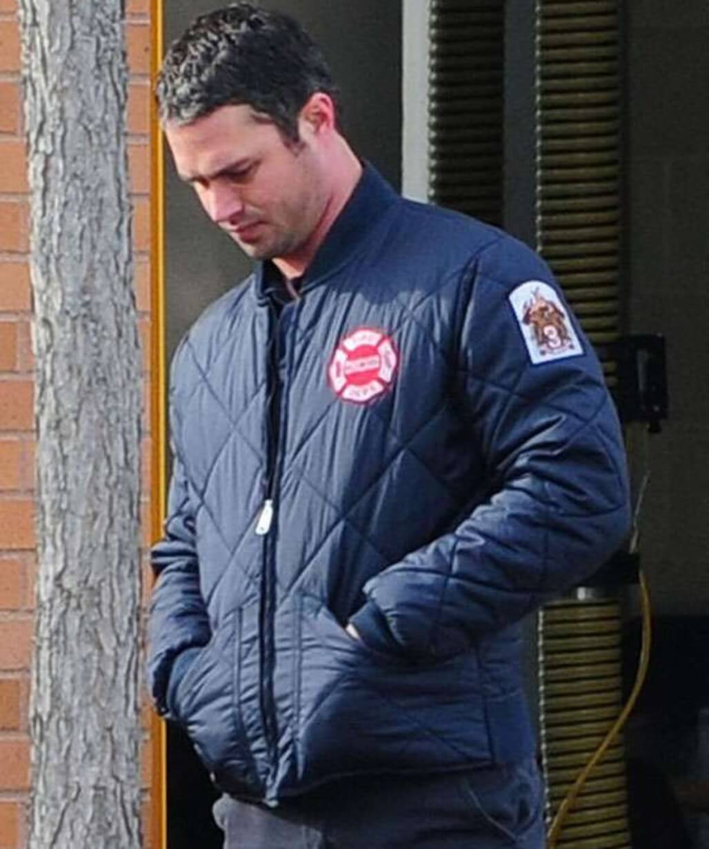 Chicago Fire Squad 3 Blue Bomber Jacket - USA Leather Factory