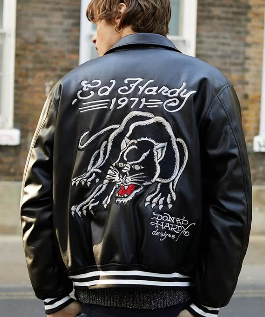 Ed Hardy Black Leather Jacket - USA Leather Factory