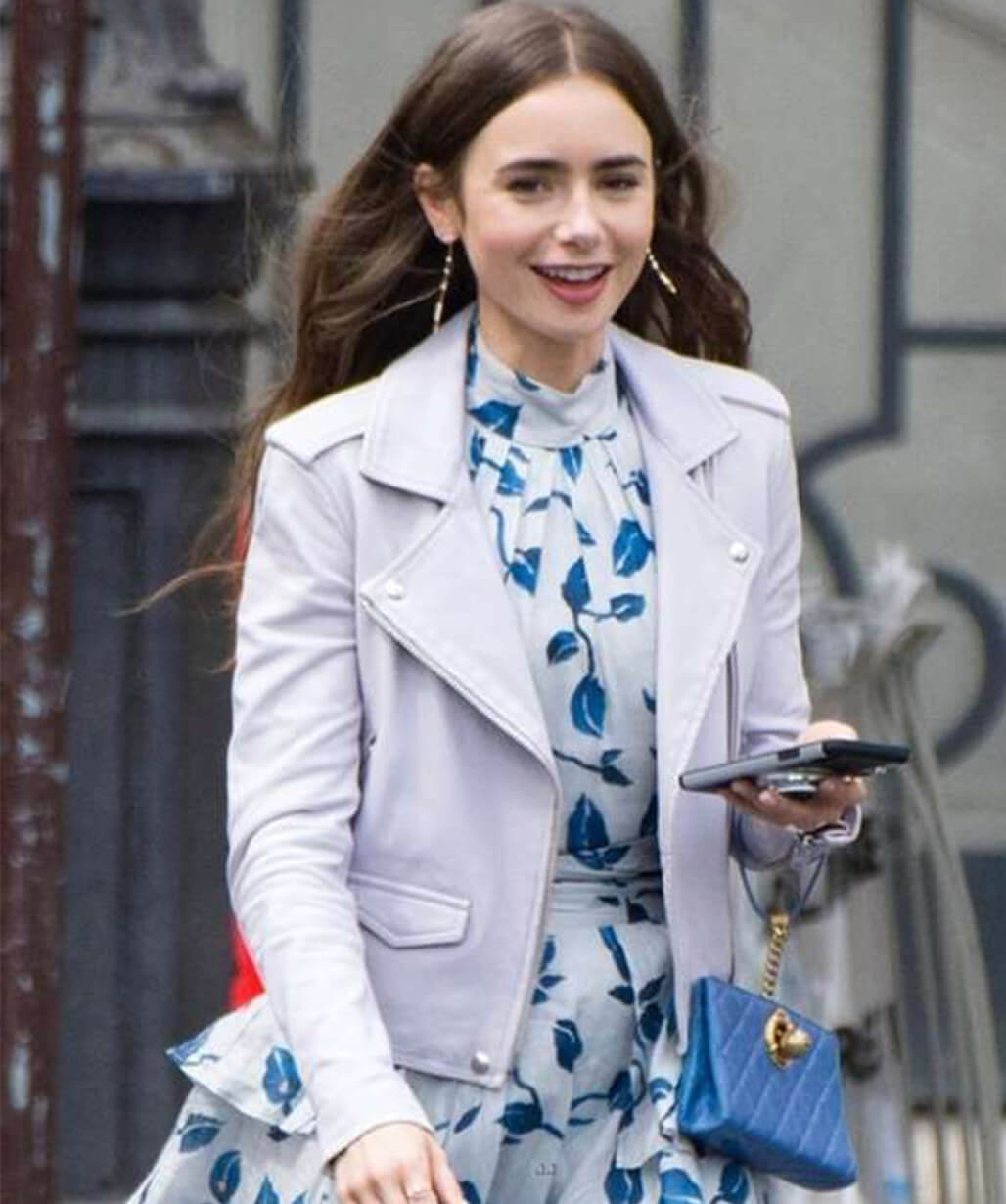 Emily Cooper Emily in Paris White Leather Jacket