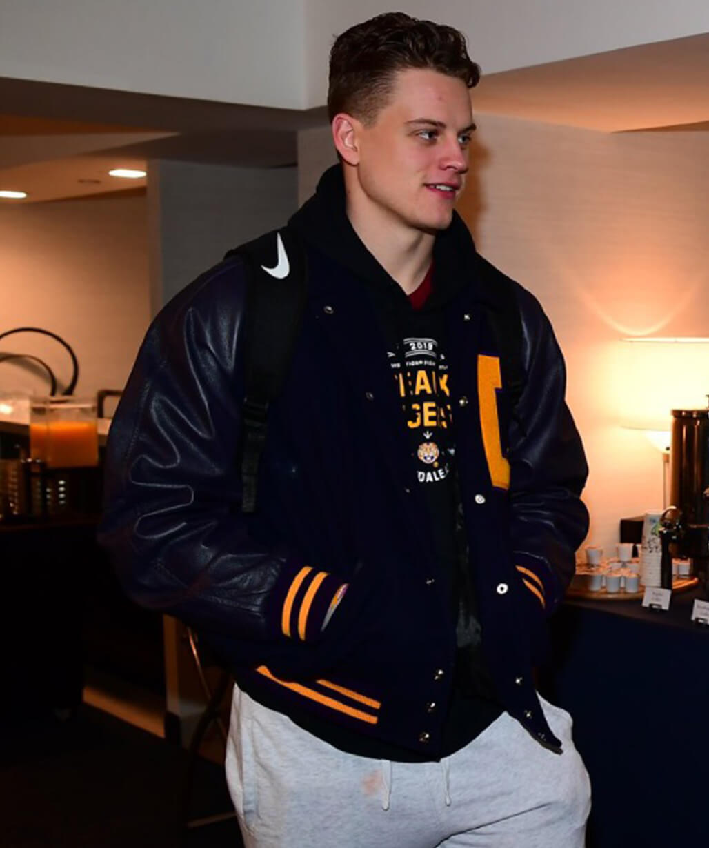 Joe Burrow Black Letterman Jacket - USA Leather Factory