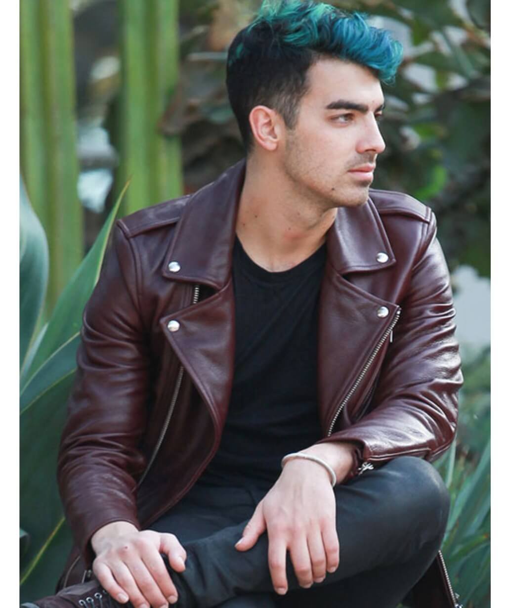 Joe Jones Maroon Biker Leather Jacket - USA Leather Factory
