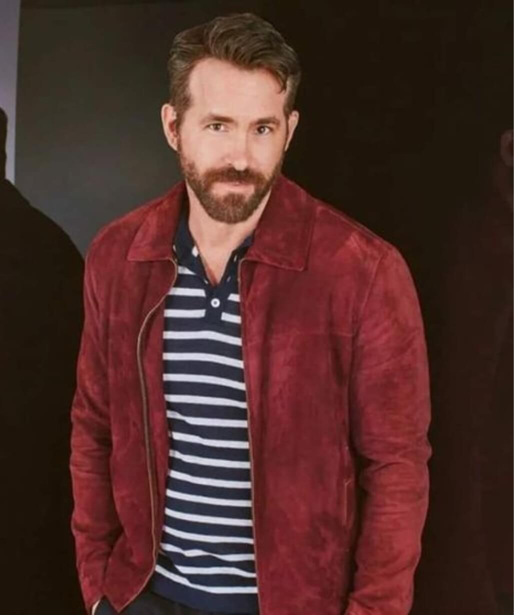 Ryan Reynolds Maroon Suede Leather Jacket - USA Leather Factory