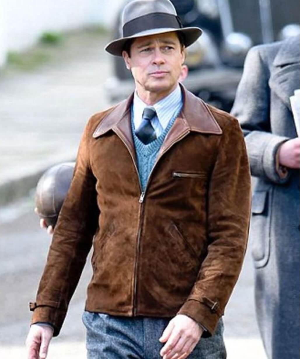 Brad Pitt Allied Max Vatan Leather Jacket - USA Leather Factory