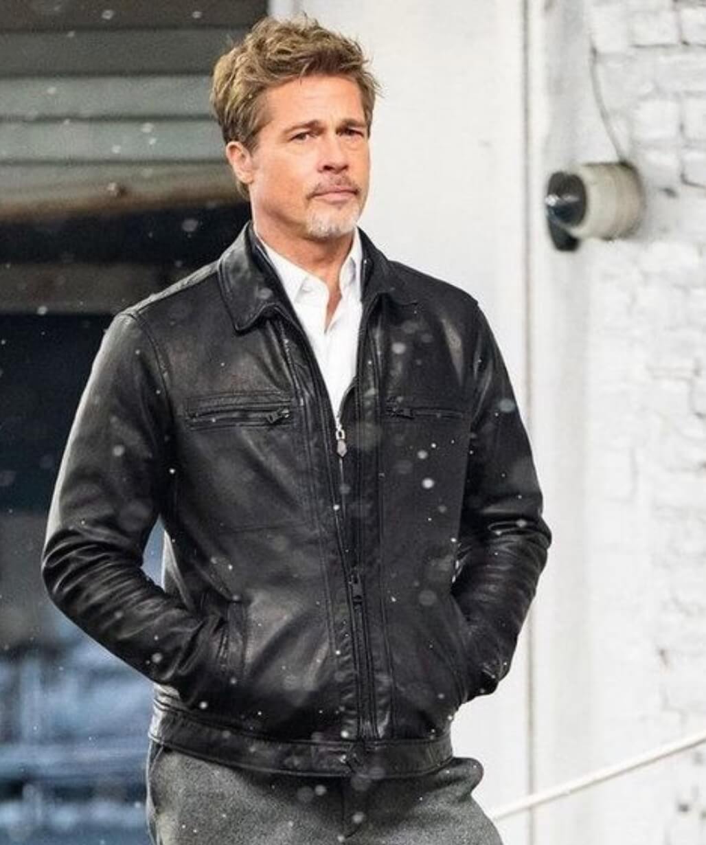 Brad Pitt Wolves Black Trucker Jacket