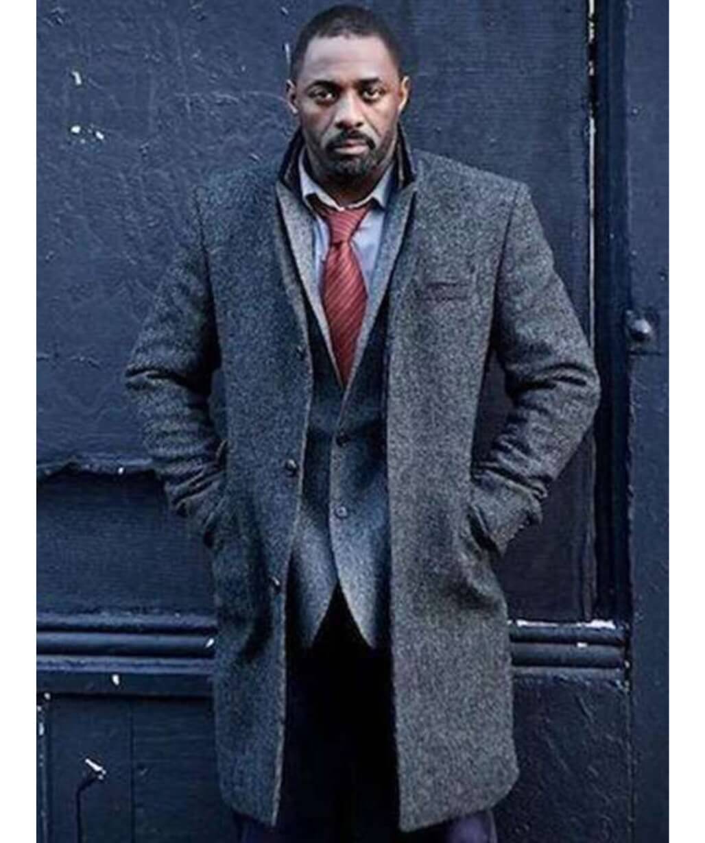 Idris Elba Luther Grey Wool Coat - USA Leather Factory