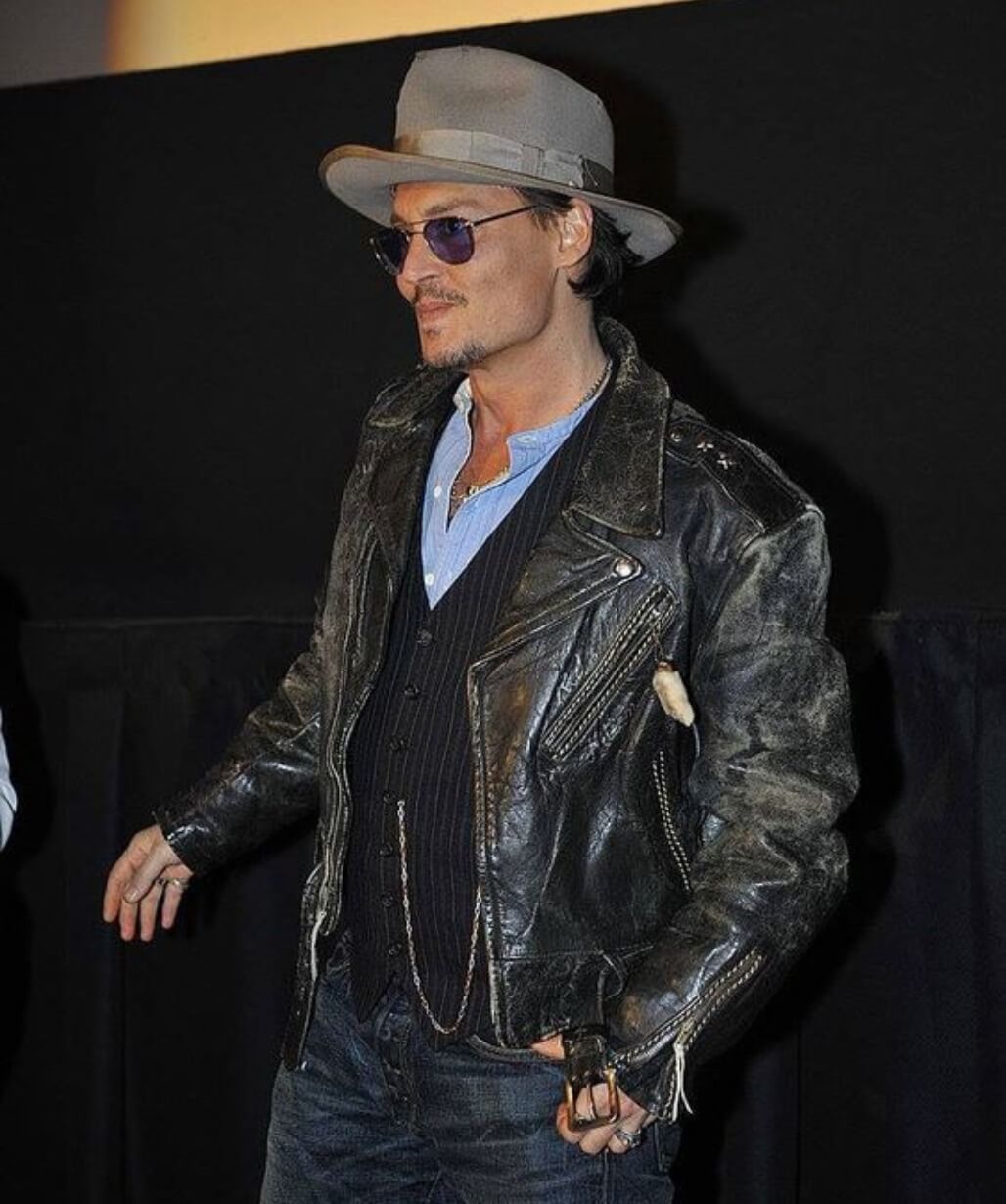 Johnny Depp Black Distressed Leather Jacket - USA Leather Factory