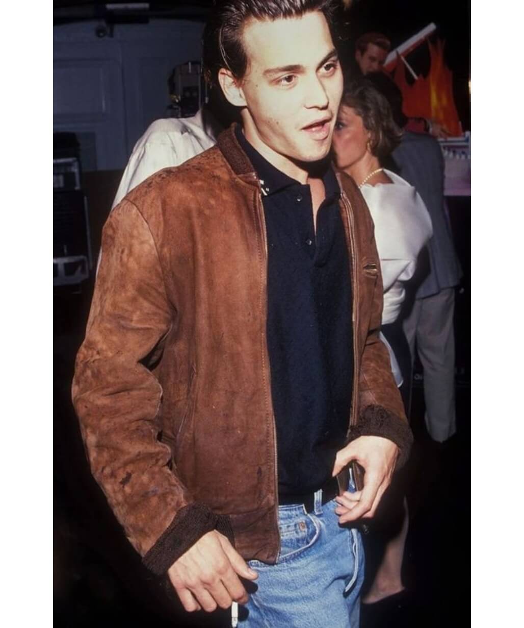 Johnny Depp Brown Suede Leather Jacket - USA Leather Factory